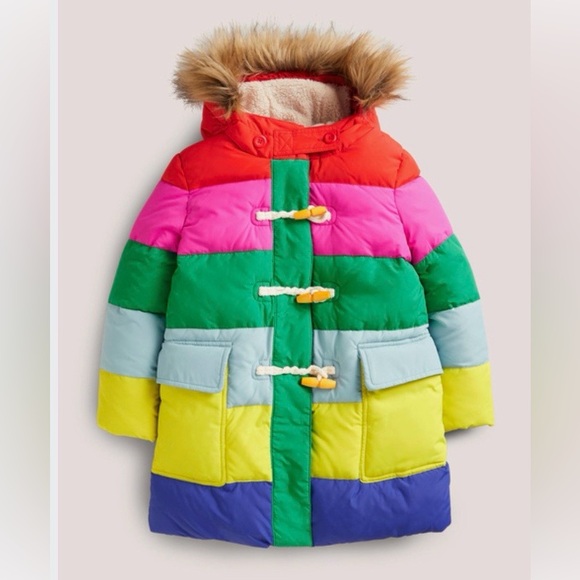 Boden | Jackets & Coats | Boden Fleecelined Rainbow Hooded Puffer ...
